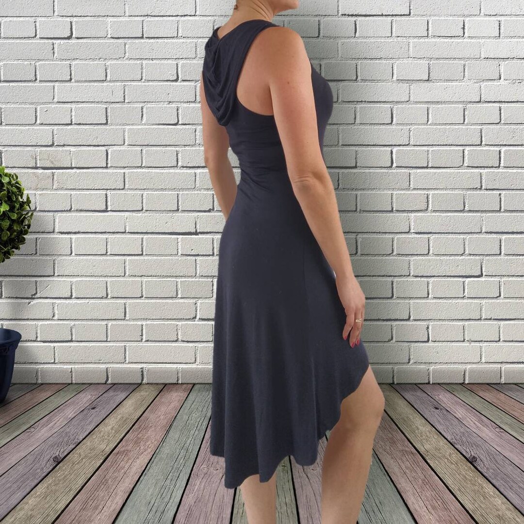 Hooded Dress/ Back Dress/ Cocktail Dress/ Funky Dress/halter Dress ...