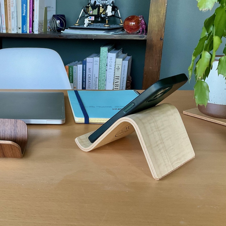 Modern Phone Stand | Handcrafted Desk Decor | Minimalist Tech ...
