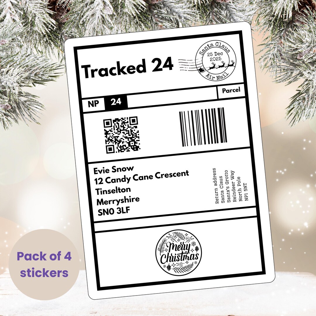 Personalised Santa Claus Postage Labels – Set of 4 Premium Gloss ...