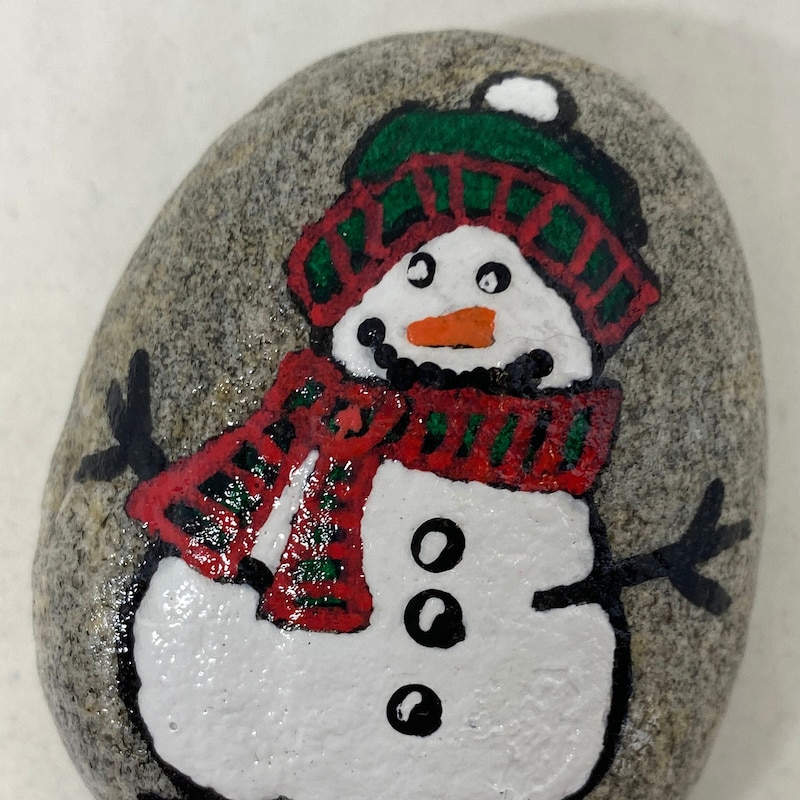 Painted Snowman Rocks - Etsy