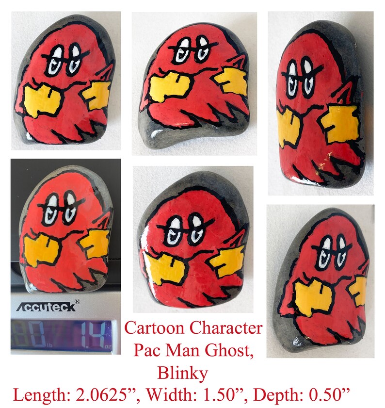 Hand-painted Pac Man Blinky Rock: Red Ghost Decor - Etsy