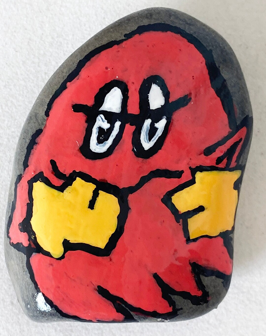 Hand-painted Pac Man Blinky Rock: Red Ghost Decor - Etsy