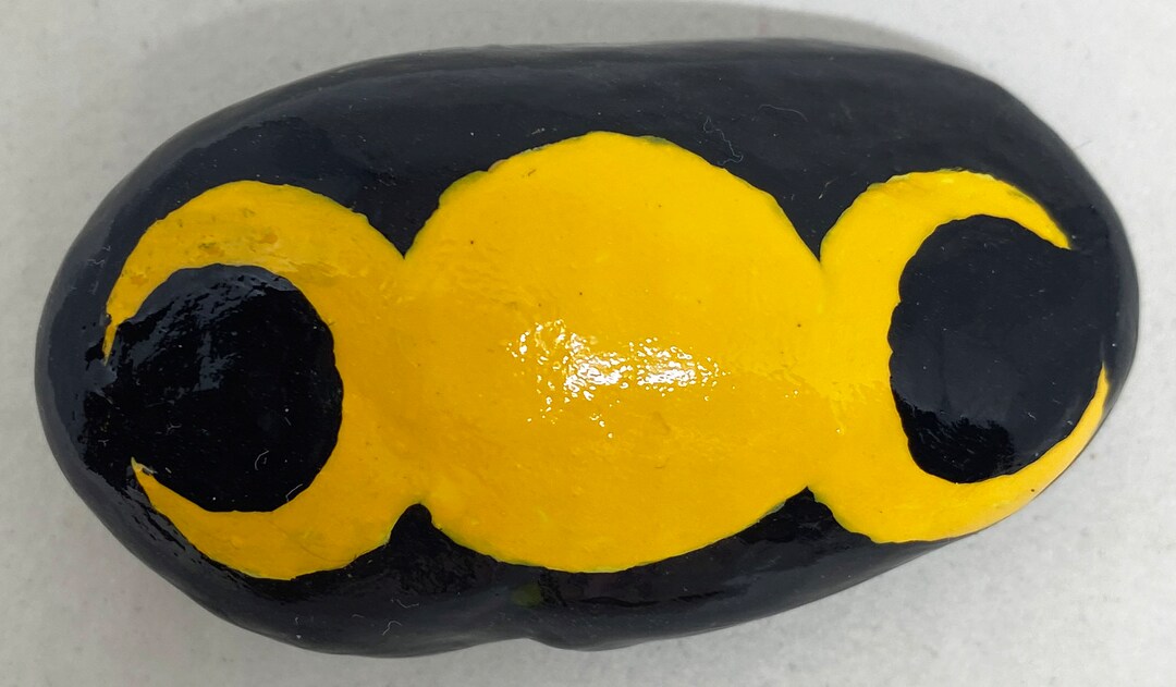 Painted Triple Moon Goddess Stone: Pagan Altar Decor - Etsy