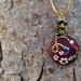 Deep Red Handmade Pendant With White Flowers, Crystal, and Gold Colored ...