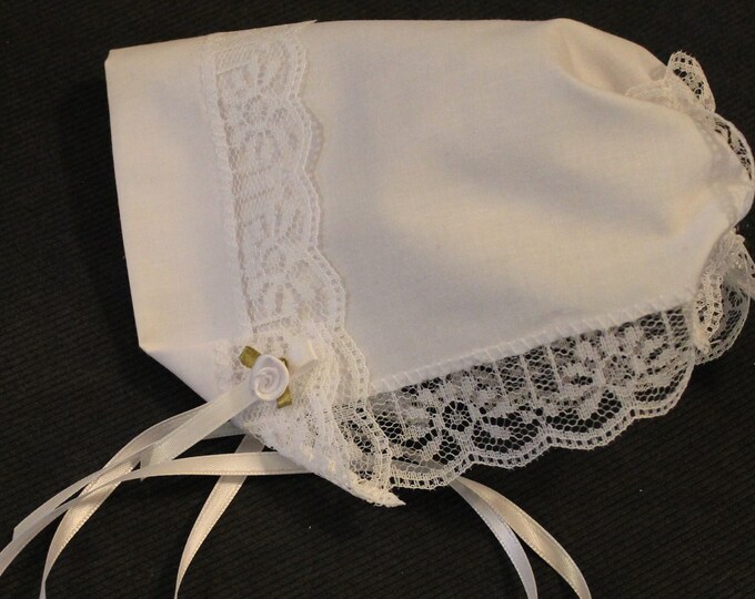Baby Hankie Bonnet / Wedding Handkerchief With 1 1/4" Lazy Daisy Lace ...