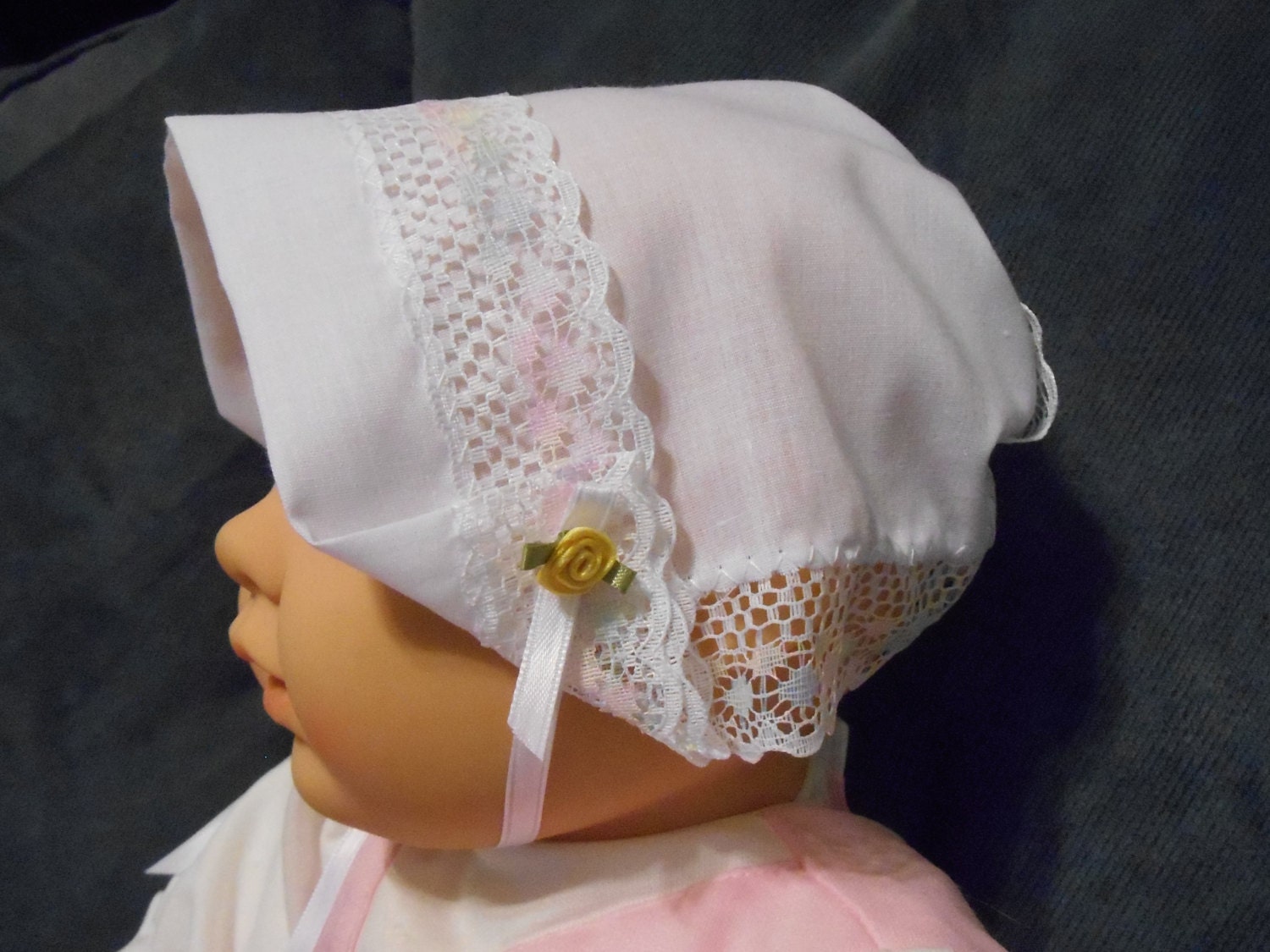 Baby Hankie Bonnet / Wedding Handkerchief With Pastel Rainbow Lace - Etsy