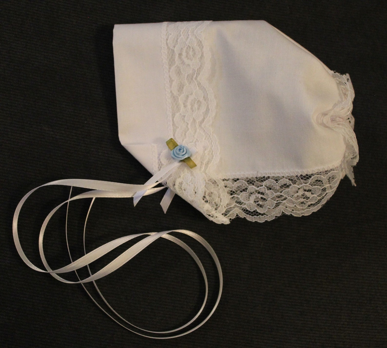 Baby Hankie Bonnet / Wedding Handkerchief With Floral Scallop Lace - Etsy