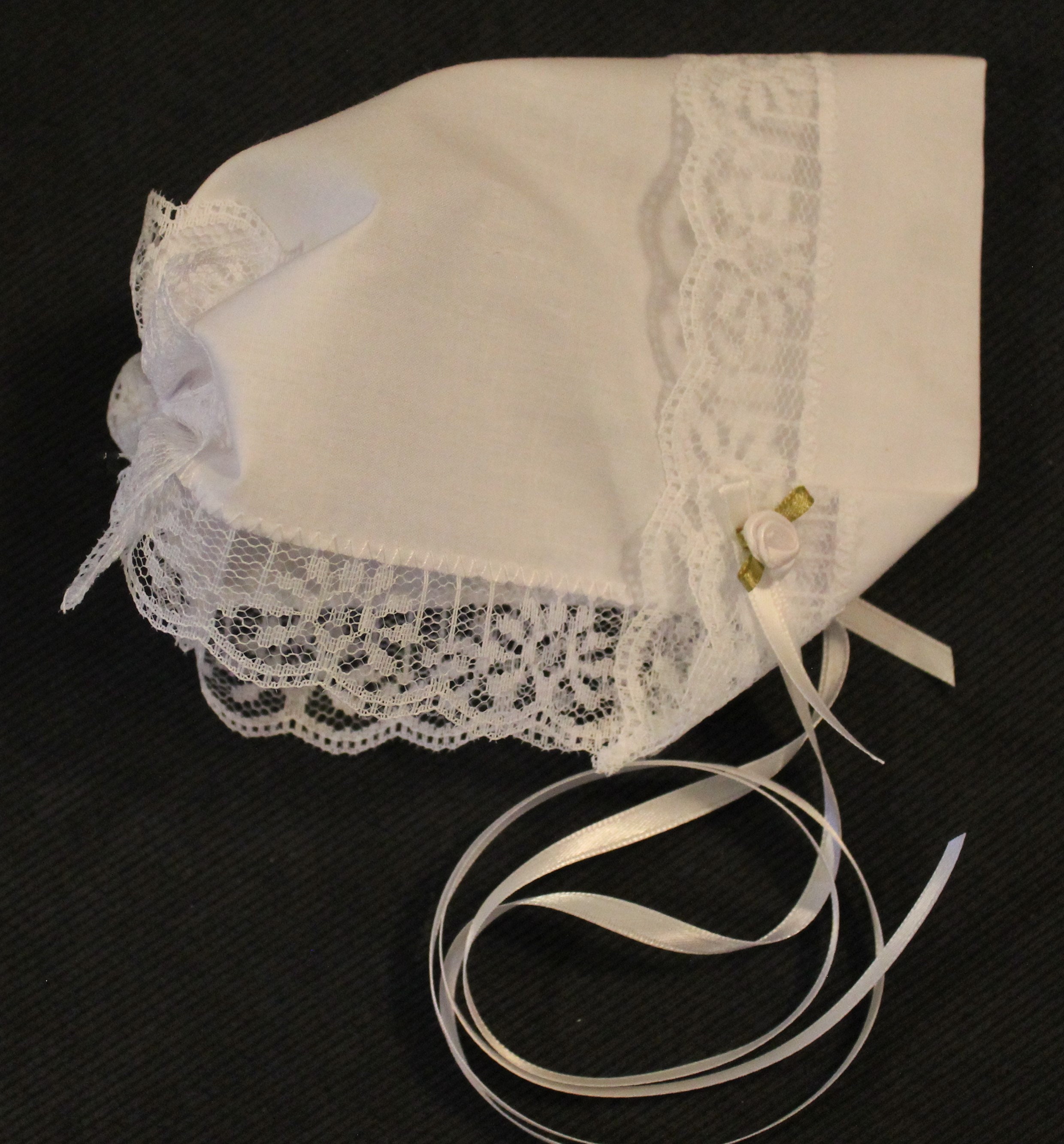 Baby Hankie Bonnet / Wedding Handkerchief With 1 1/4" Lazy Daisy Lace ...