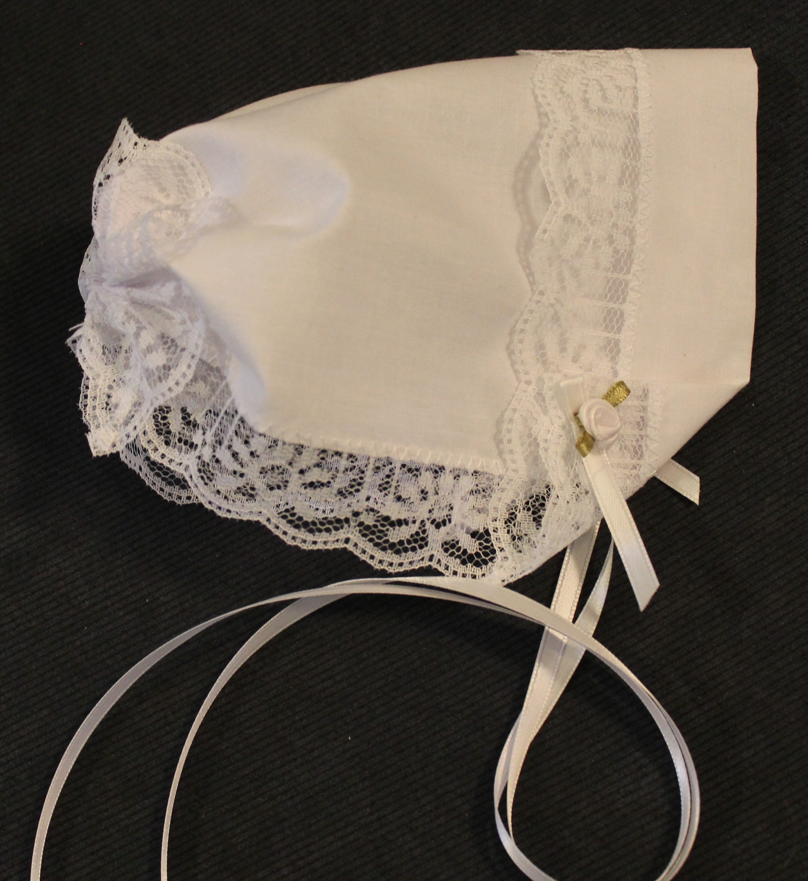 Baby Hankie Bonnet / Wedding Handkerchief With 1 1/4" Lazy Daisy Lace ...