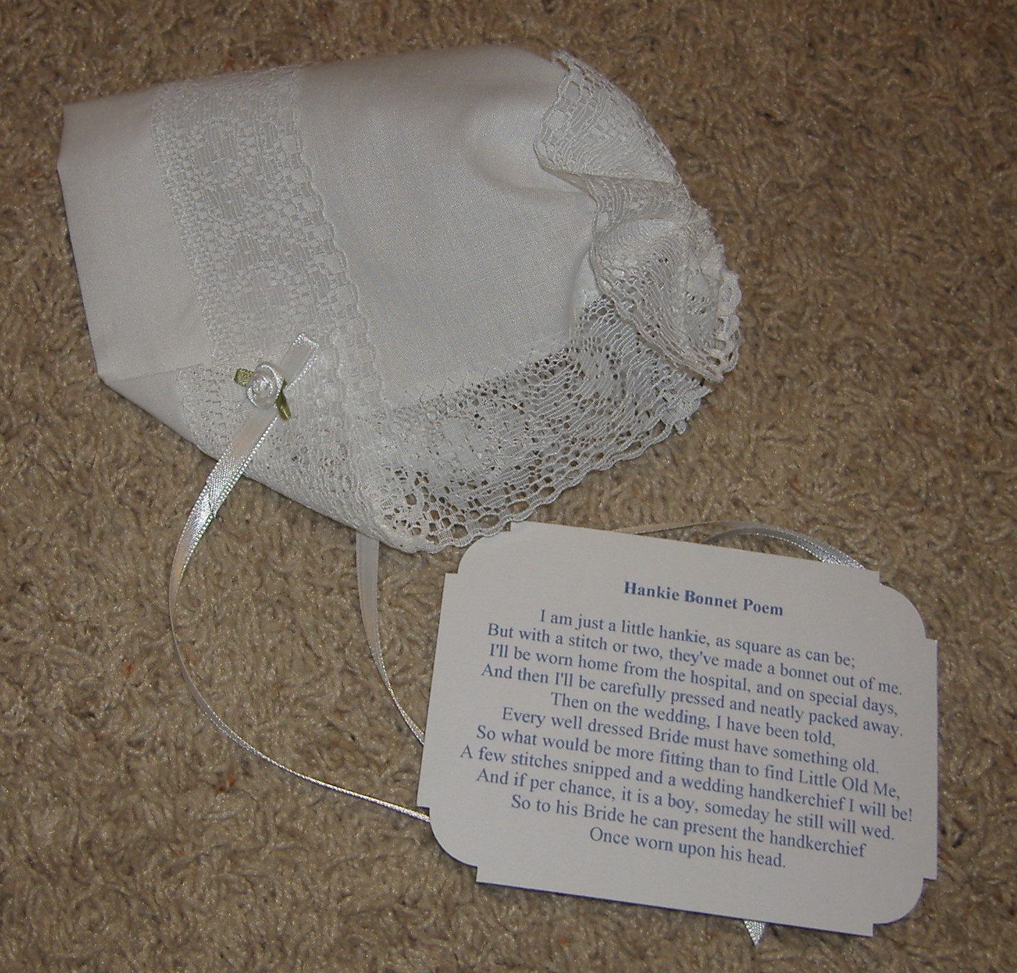 Baby Hankie Bonnet / Wedding Handkerchief With Colonial Lace - Etsy