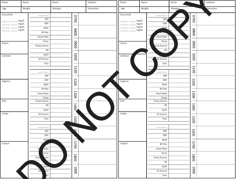 Cna/tech/nurse Brain Sheet - 2 Patient - Etsy