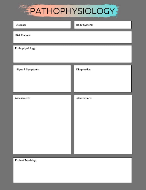 Pathophysiology/nursing Care Template - Etsy
