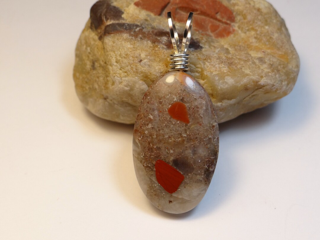 Pudding Stone Wire Wrapped Pendant - Etsy