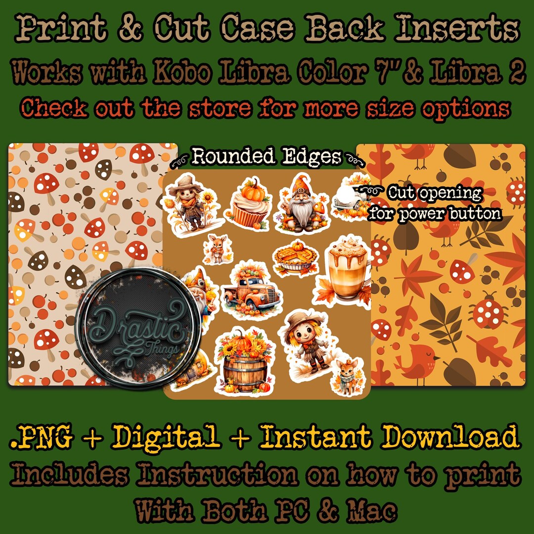 Fall Case Inserts, for Kobo - PRINTABLE Prints - Kobo Libra Colour 7 ...