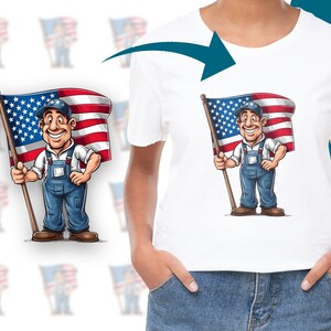Man With Flag Digital Clip Art Vector Sublimation Art, Wall Wat T-shirt ...