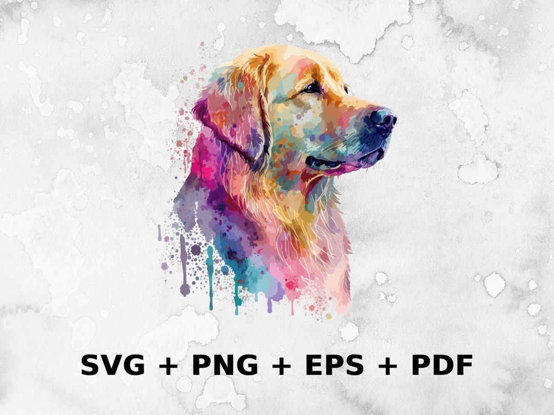 Watercolor Golden Retriever SVG PNG EPS, Commercial Use Clipart Vector ...