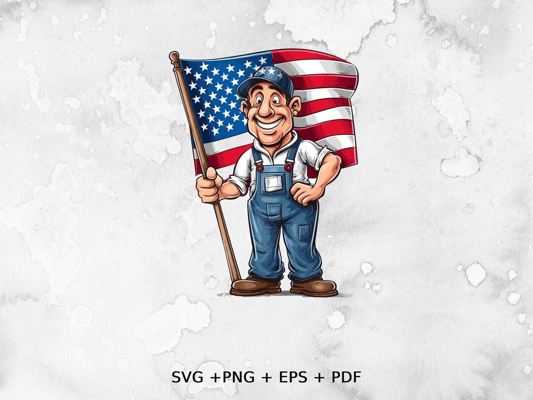 Man With Flag Digital Clip Art Vector Sublimation Art, Wall Wat T-shirt ...