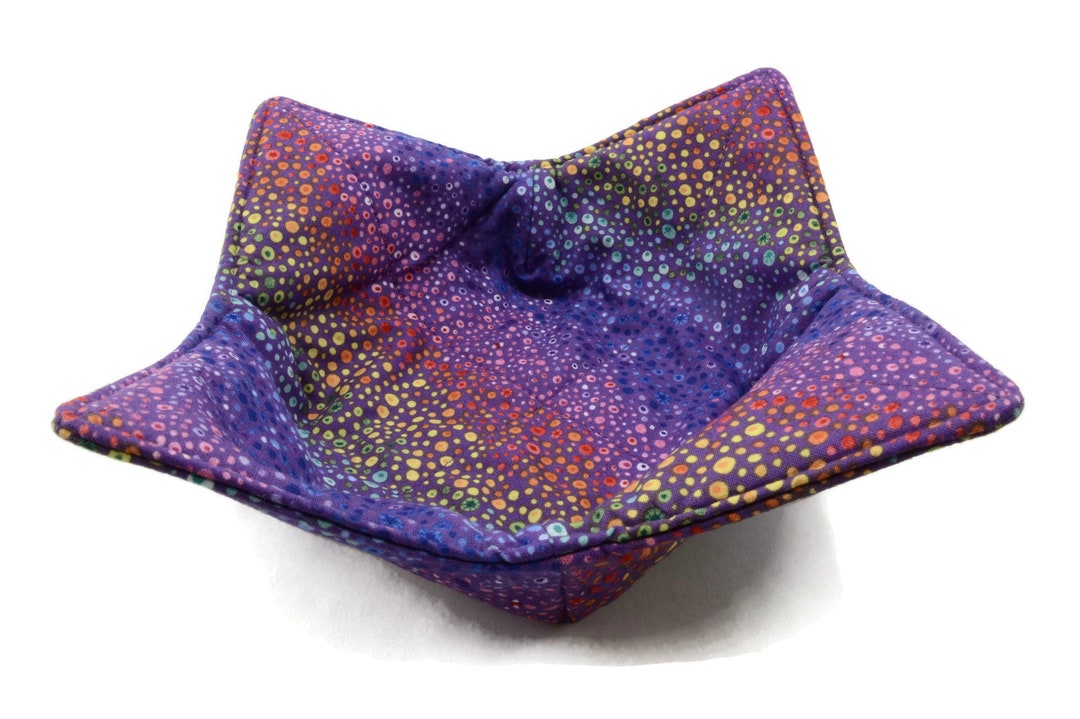 Purple Rainbow Microwave Bowl Cozy 7.5 Inch Square Cotton Bowl Holder ...