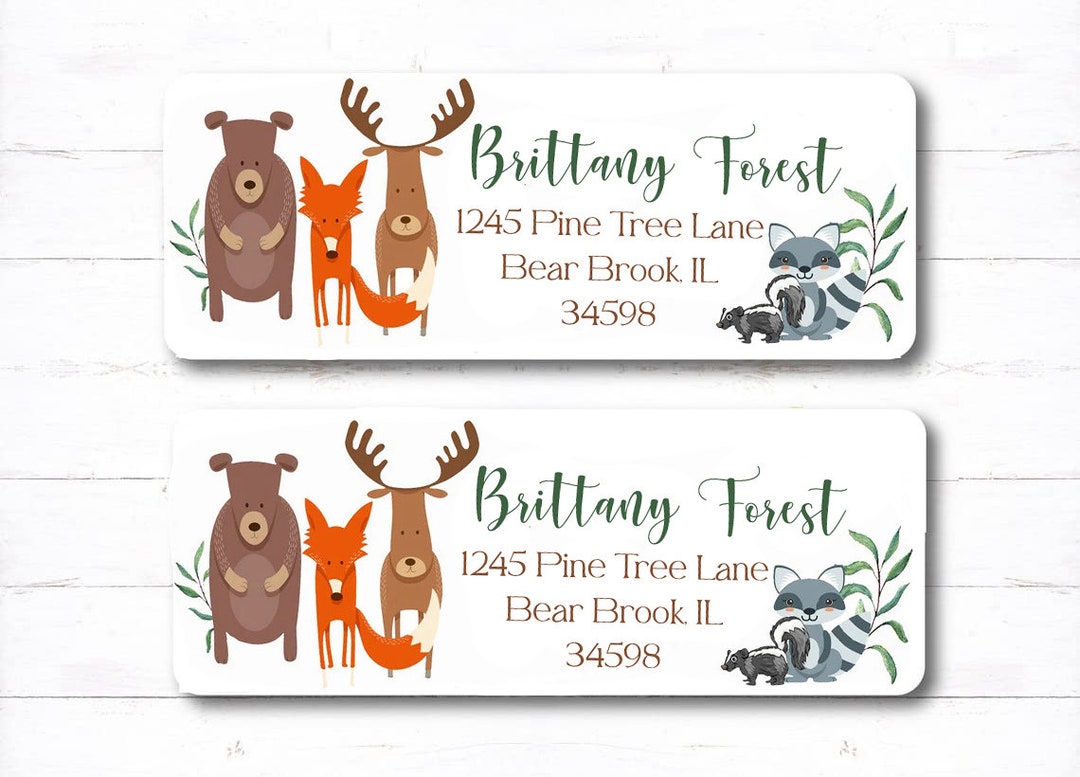 Woodland Animal Labels, Personalized Woodland Address Labels, Woodlan ...