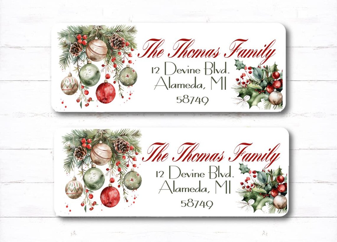 Personalized Address Labels, Christmas Ornaments Return Labels ...