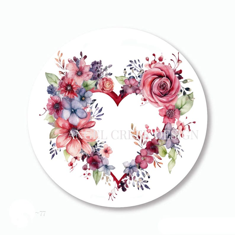 Floral Heart Stickers, Floral Roses Heart Stickers, Scrapbook Stickers ...