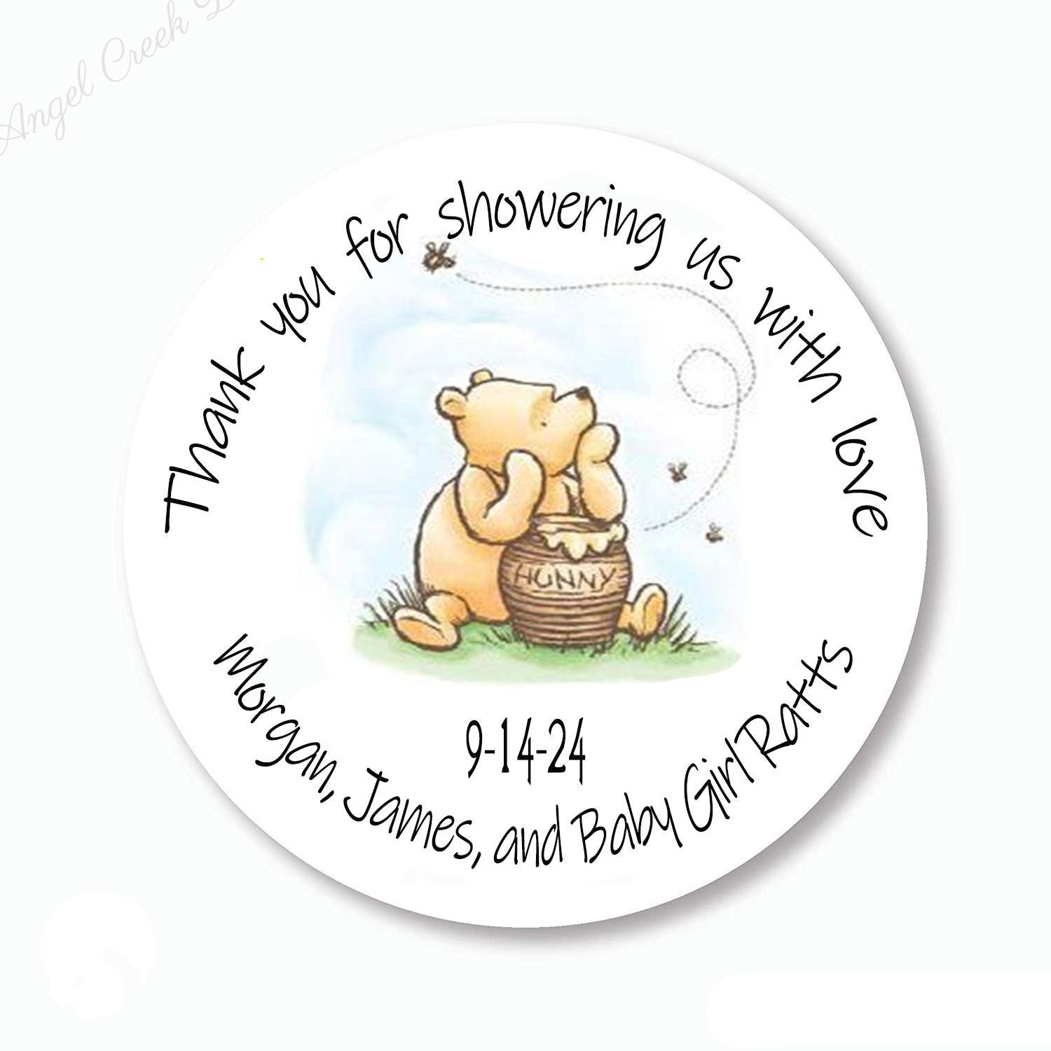 Pooh Baby Shower Favors, Classic Pooh Labels, Pooh Bear Stickers, Honey ...