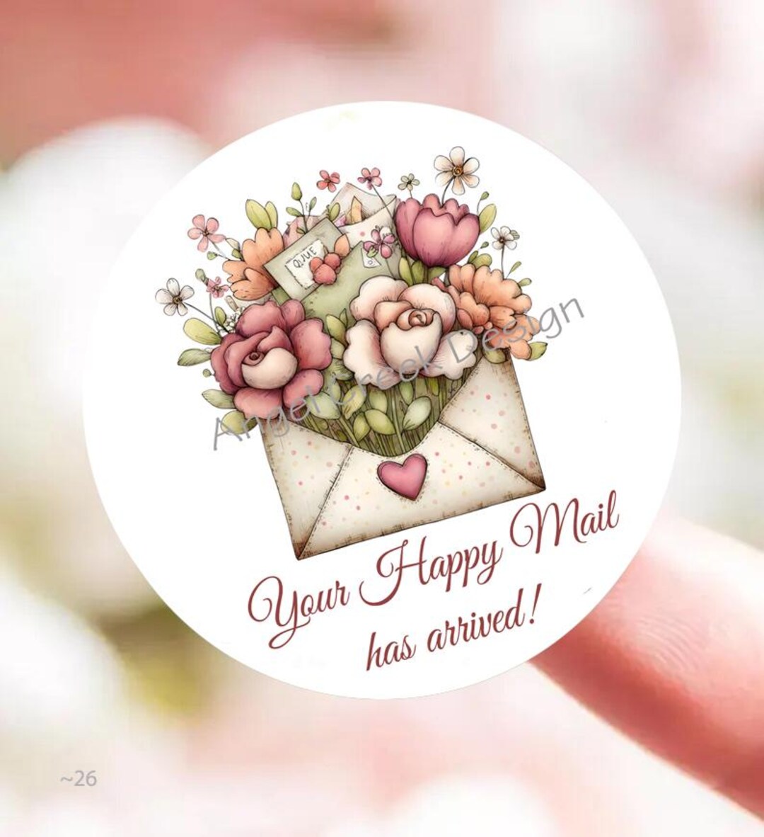 Happy Mail Stickers, Floral Envelope Mailing Stickers, Valentine ...