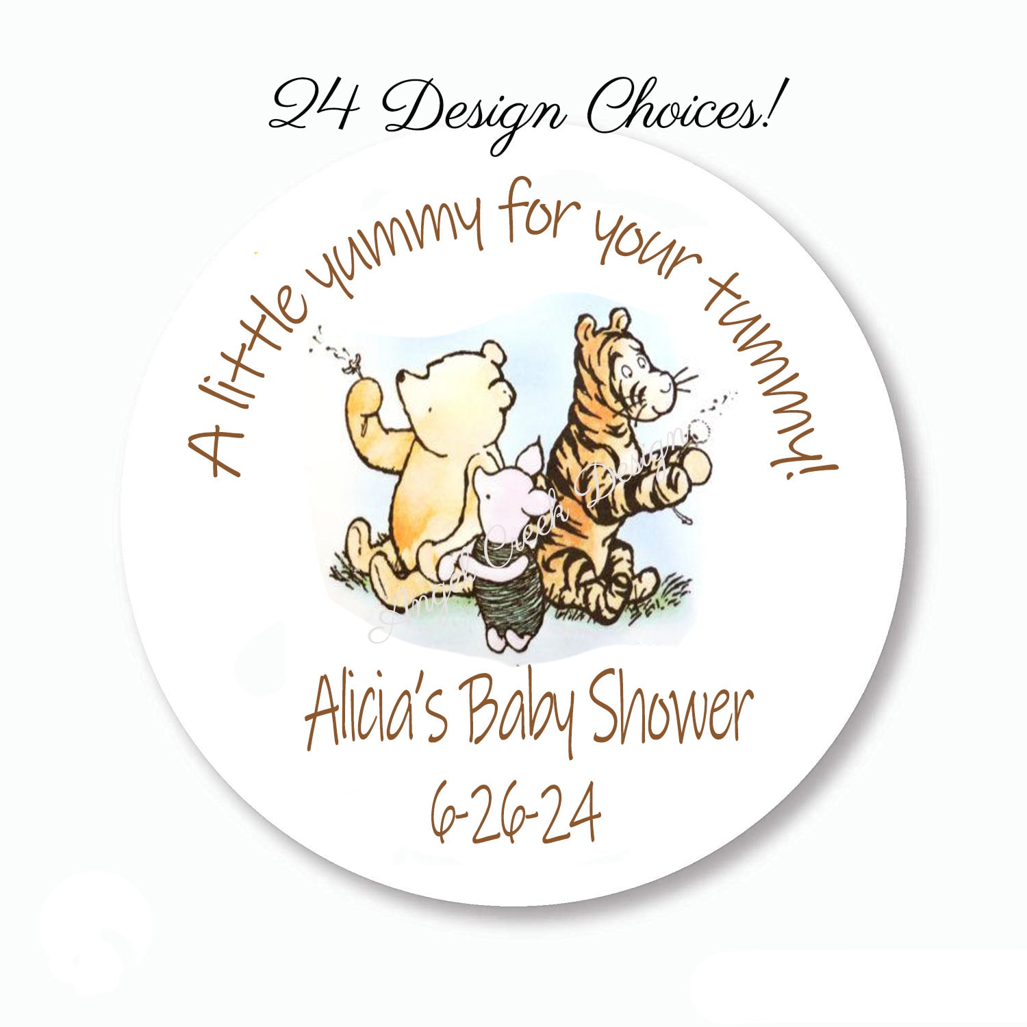 Pooh Baby Shower Favors, Classic Pooh Labels, Pooh Bear Stickers, Honey ...