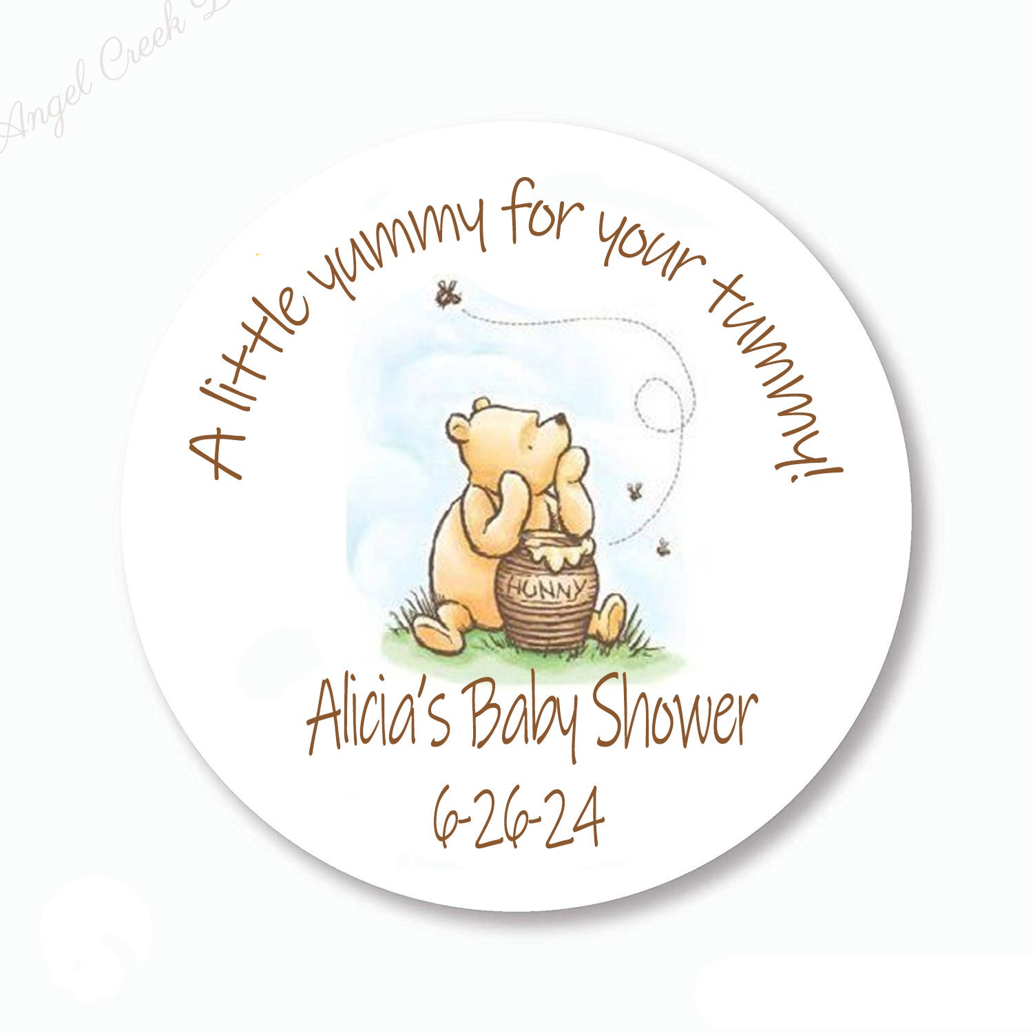 Pooh Baby Shower Favors, Classic Pooh Labels, Pooh Bear Stickers, Honey ...