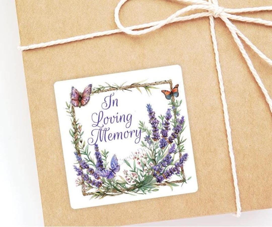 In Memoriam Stickers, Floral Sympathy Favor Stickers, Lavender in ...
