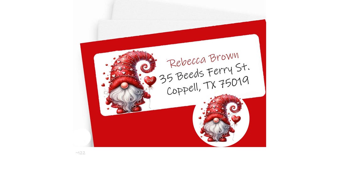 Valentine Gnome Personalized Return Address Labels, Valentine Gnome ...