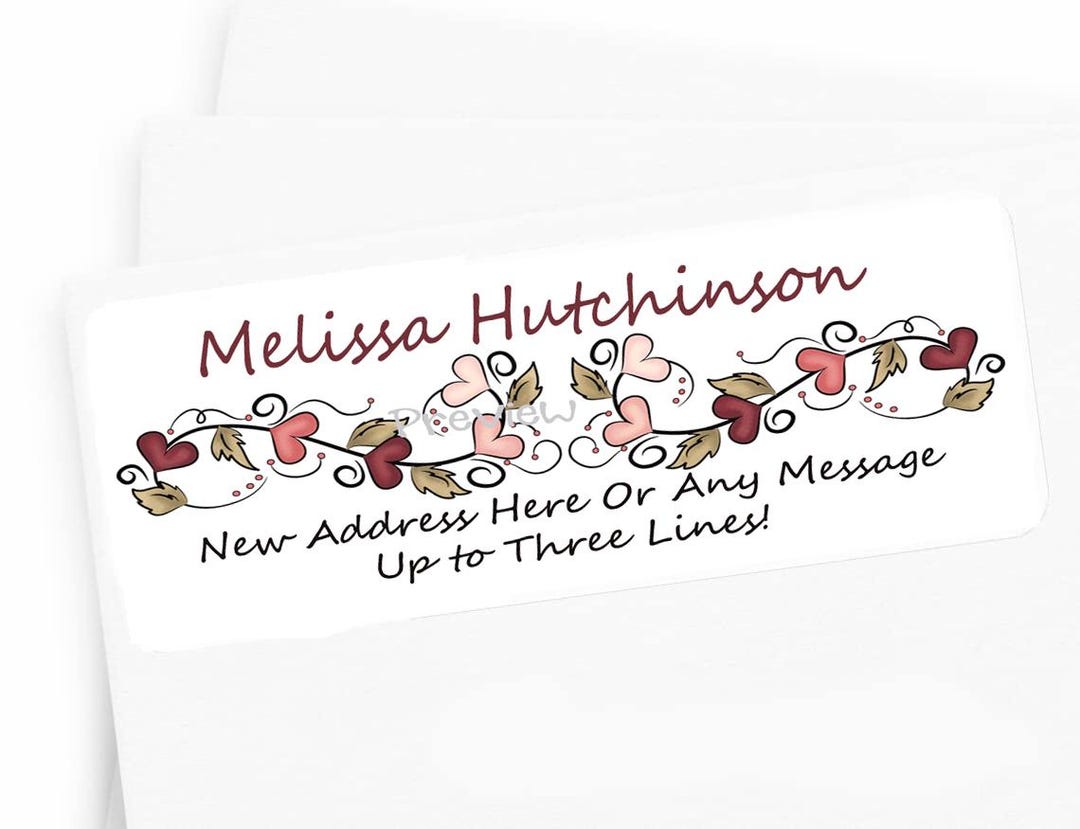 Country Heart Address Labels, Personalized Valentine Address Labels ...