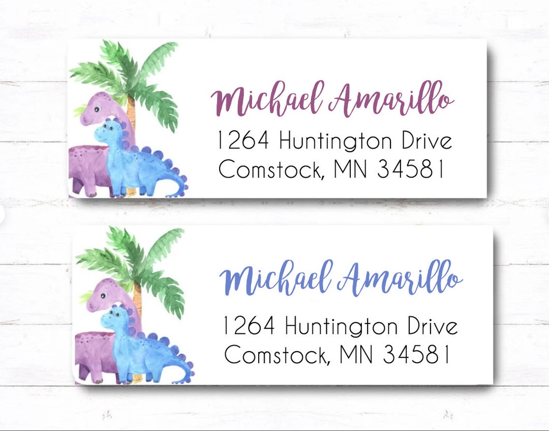 Dinosaur Labels, Personalized Dinosaur Address Labels, Dinosaur Address ...