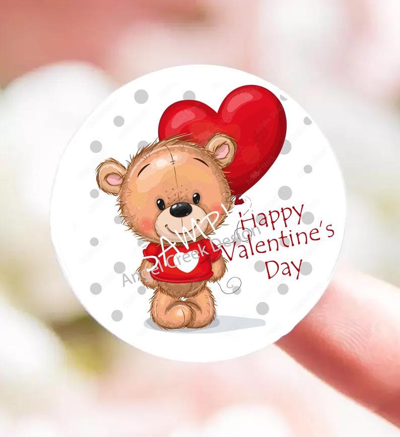 Teddy Bear Stickers, Happy Valentine's Day Stickers, Valentine Bear ...