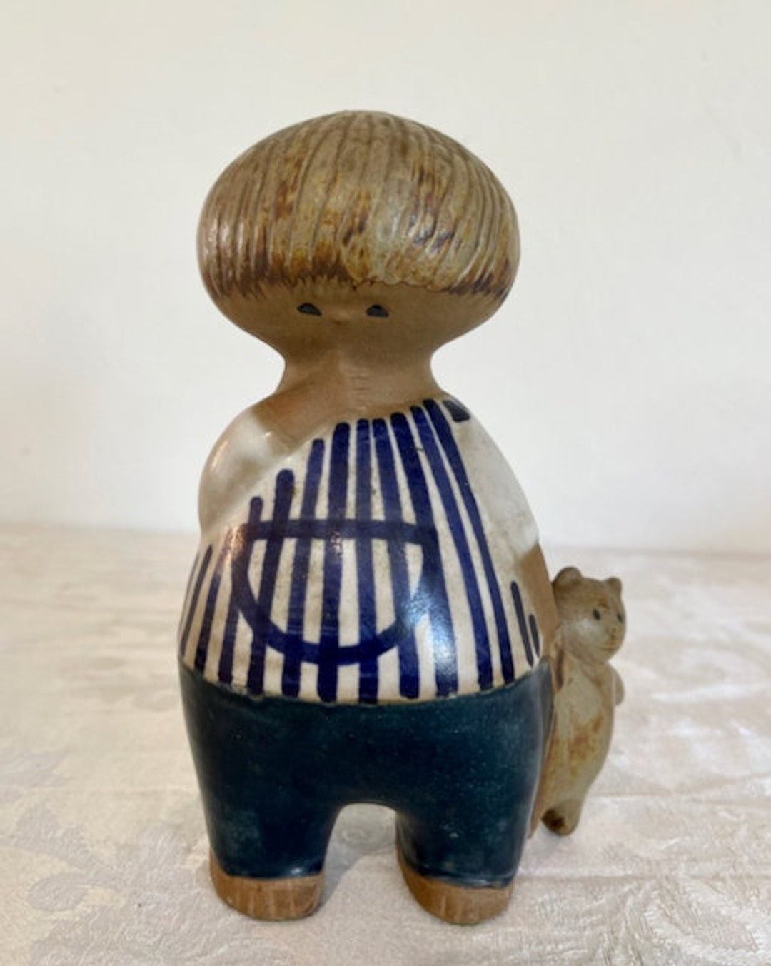 Vintage Lisa Larsson Gustavsberg Handmade Pottery Little Boy With Teddy ...