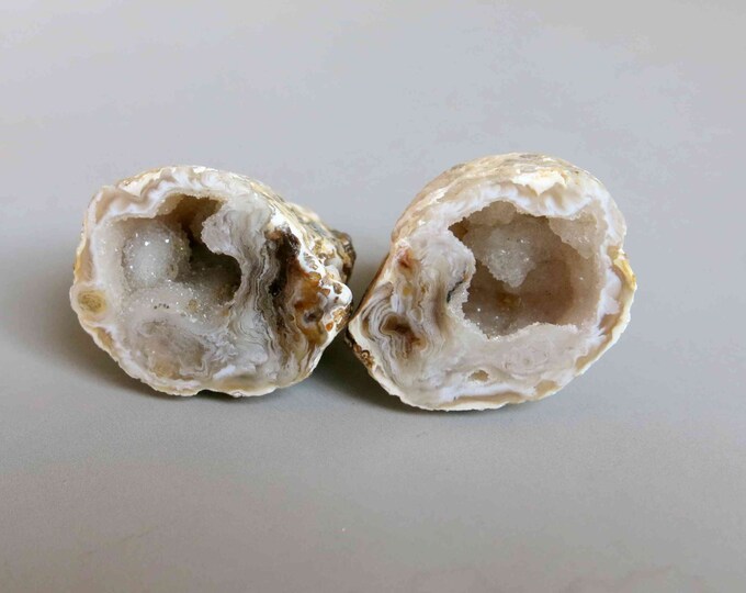 Natural Druzy Agate Occo Oco Geode Matching Pair C3703 - Etsy