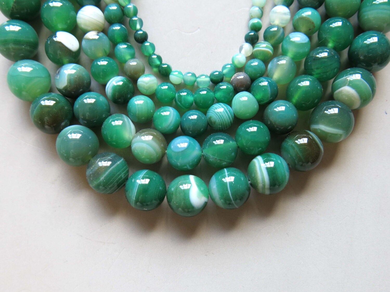 Full Strand 15inches Green Agate Round Beads A501 - Etsy