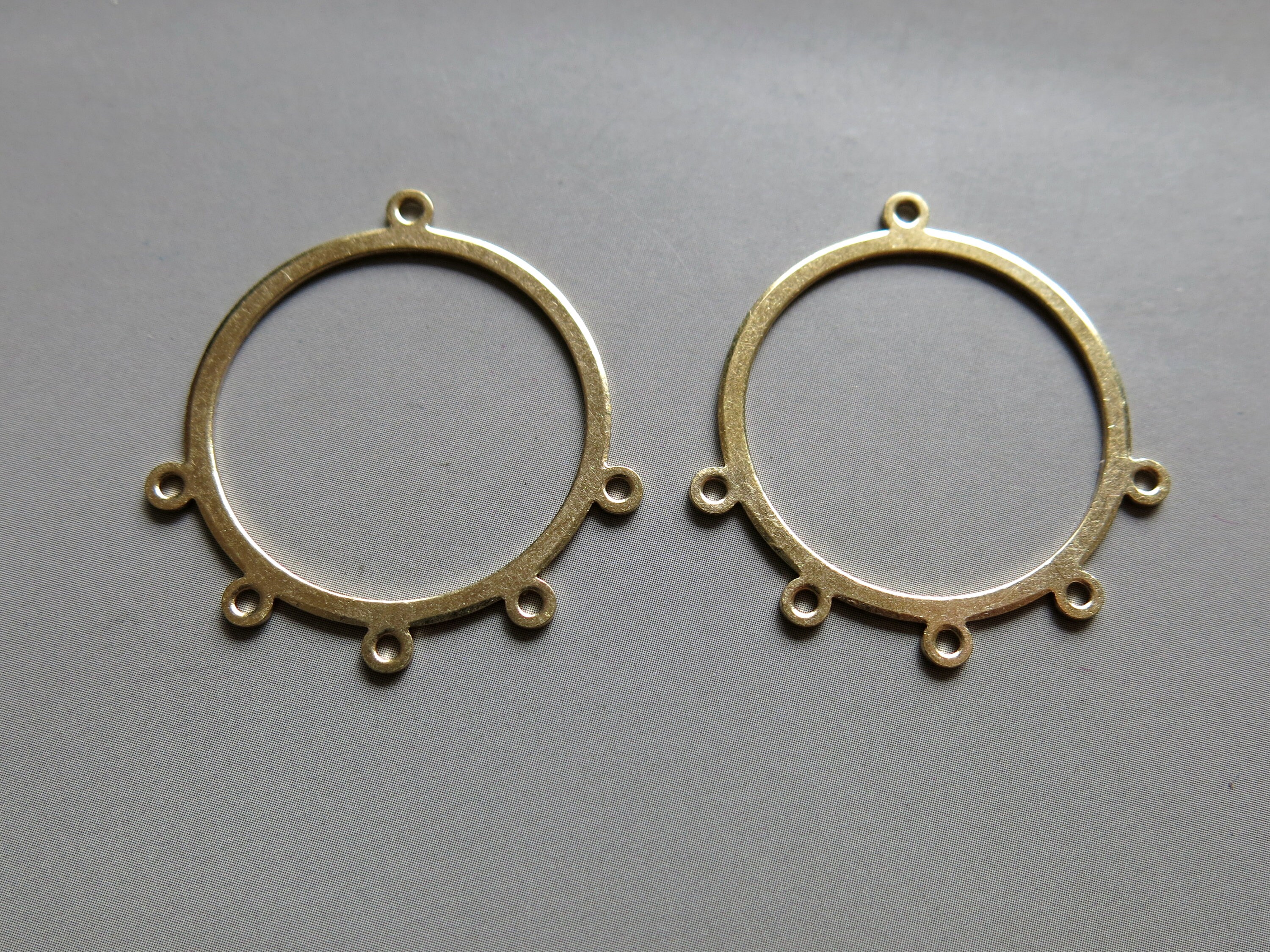 30pcs Raw Brass Round Ring Charms With Six Holes Pendant | Etsy