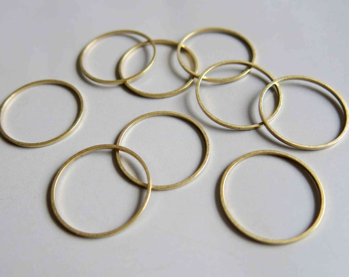 50pcs Raw Brass Round Ring Charms With Two Holes, Pendant Findings 25mm ...