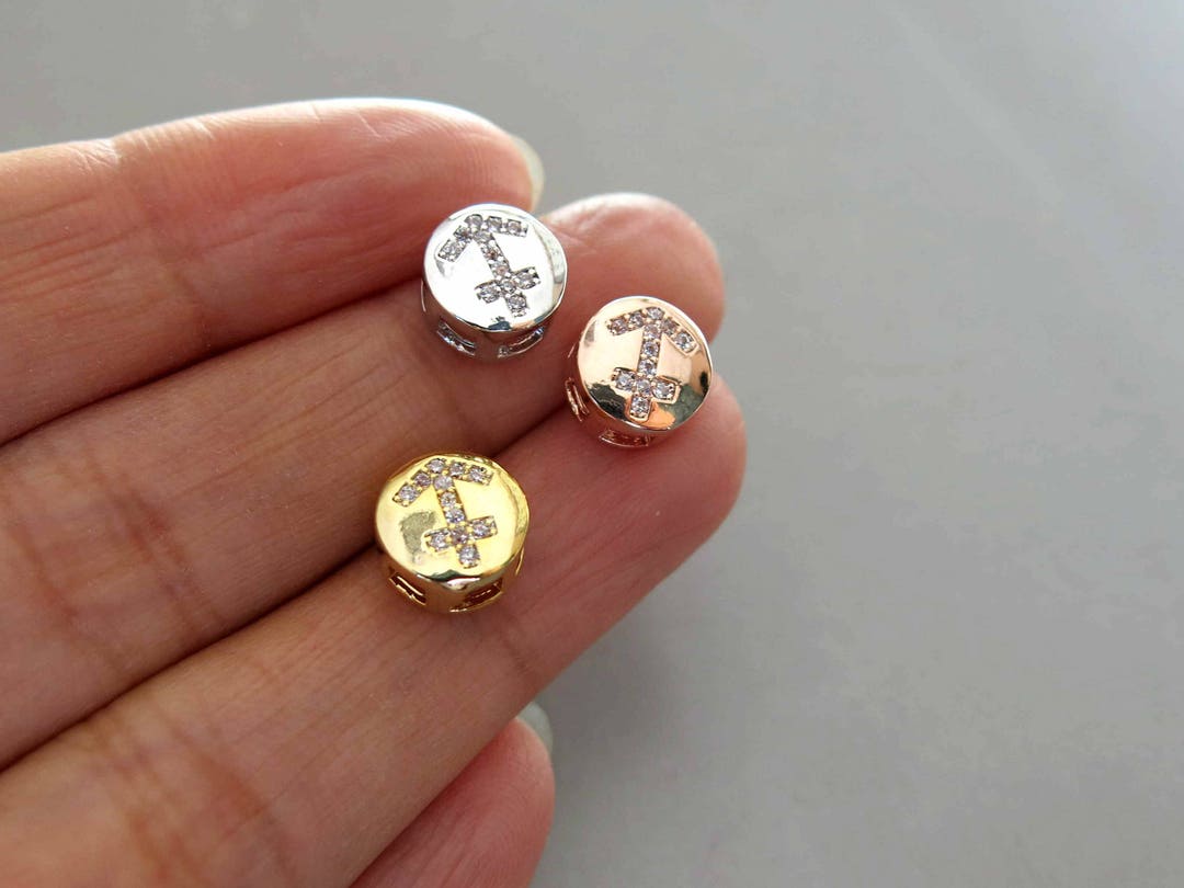 CZ Micro Pave Round Constellation Beads, Sagittarius Cubic Zirconia ...