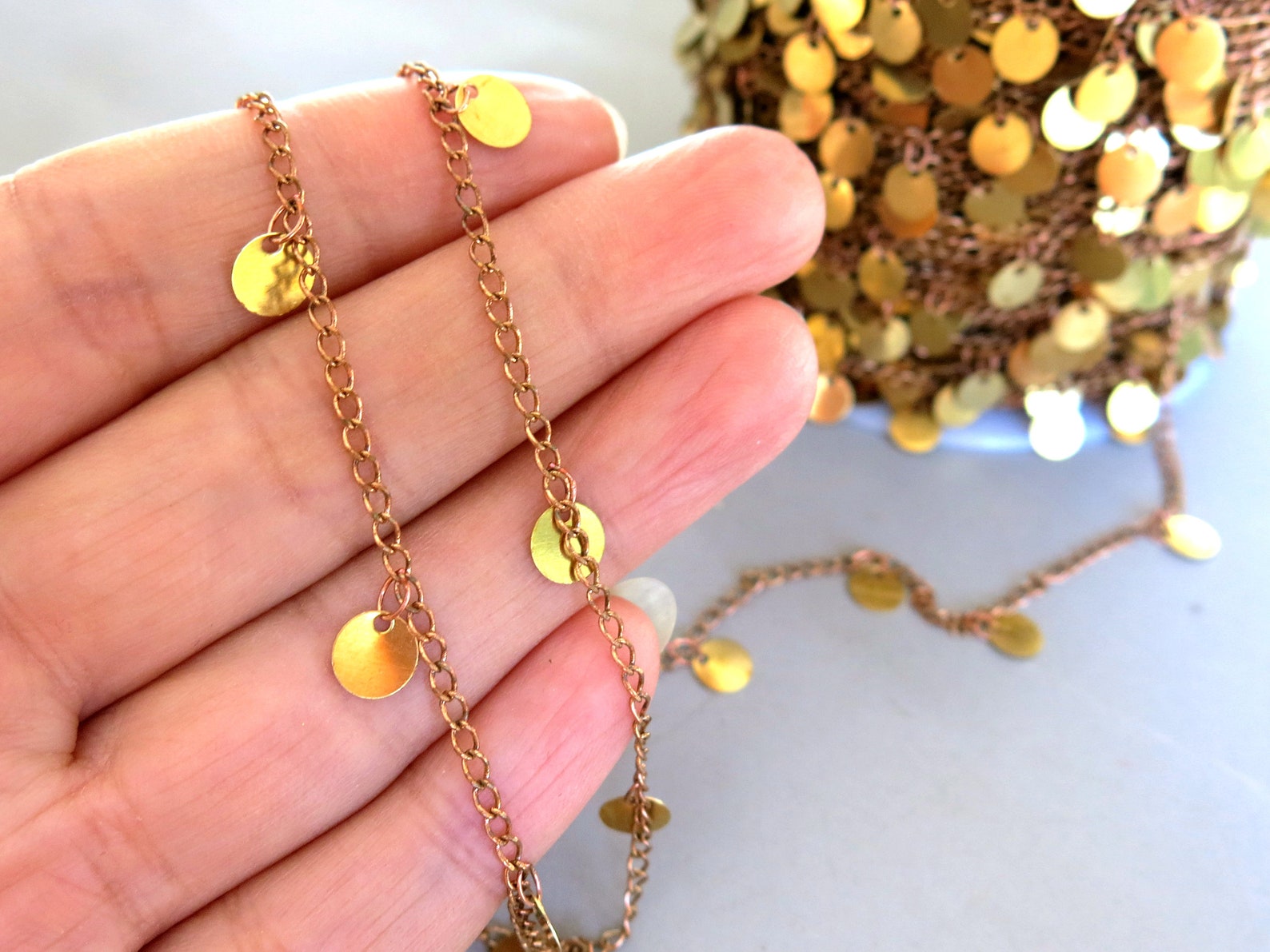 5 Meters 16.5 Feet Raw Brass Disk and Link Chaincoin Chains - Etsy