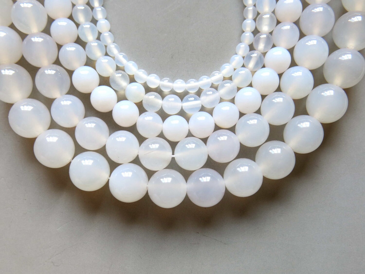 Full Strand 15inches White Agate Round Beads A480 | Etsy