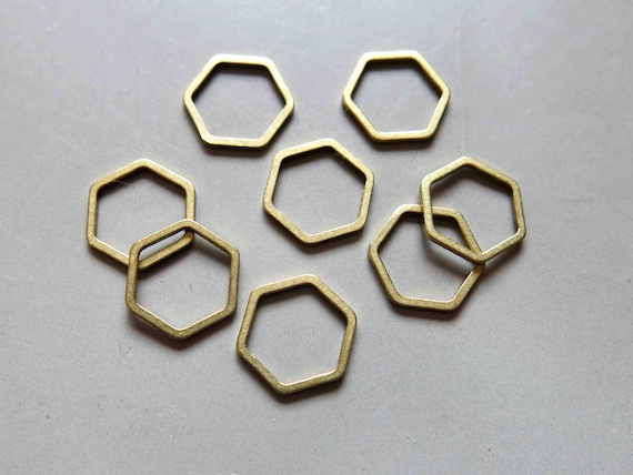 200pcs Raw Brass Hexagon Rings Findings 10mm F556 | Etsy