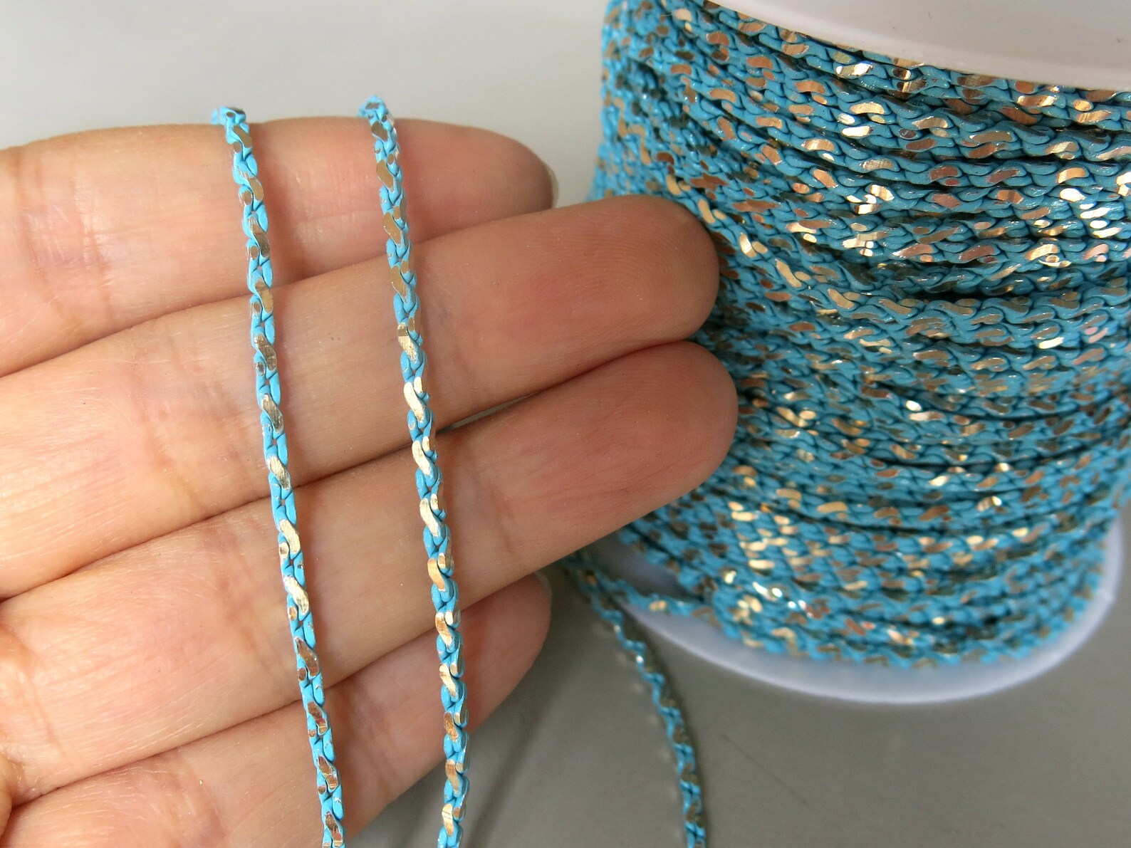 5 Meters 16.5 Feet Gold Blue Brass Snake Chainnecklace - Etsy