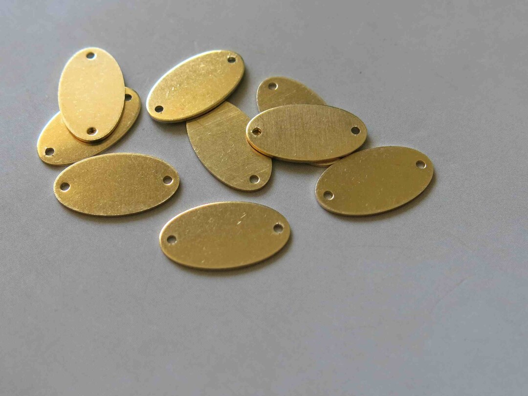 50pcs Raw Brass Oval Connectors With Two Holes,findings 15mm X 9mm ...