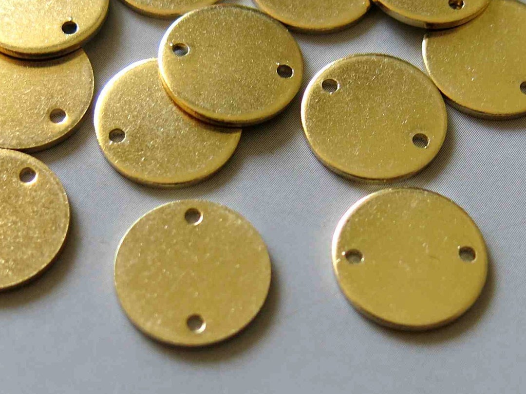 10pcs Raw Brass Round Connectors With Two Holes - F374 - Etsy