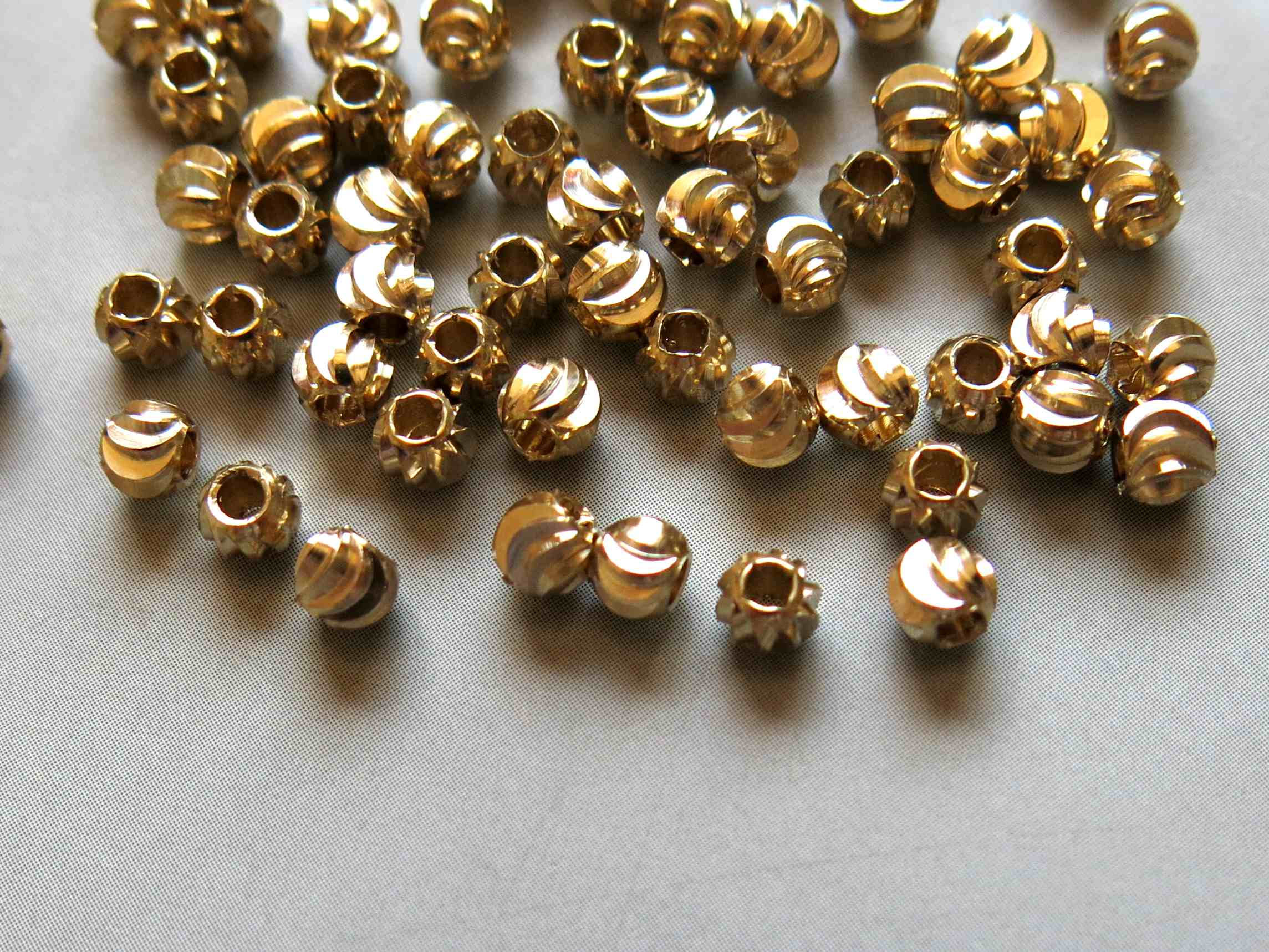 100pcs Raw Brass Round Carved Beads Spacer Beads 3mmx3.5mm | Etsy