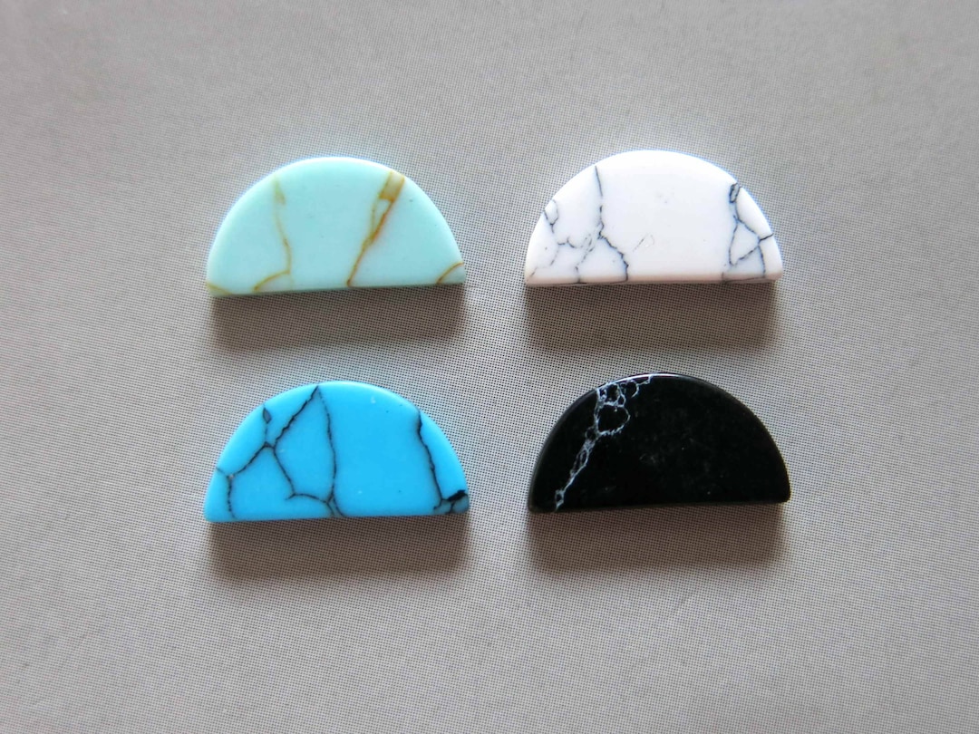 10pcs Half Round Flat Slices Turquoise Cabochon,howlite Stones 9.5mmx4 ...
