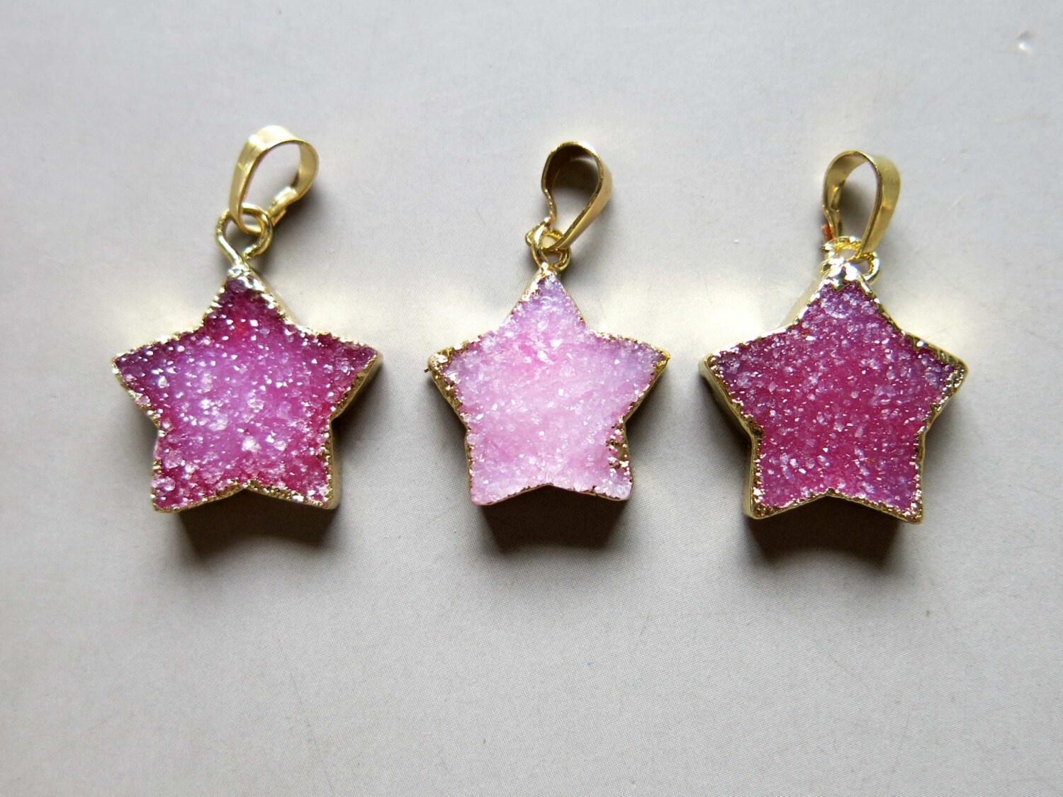 Star Shape Quartz Druzy Pendant With Gold Edge - B1282 - Etsy