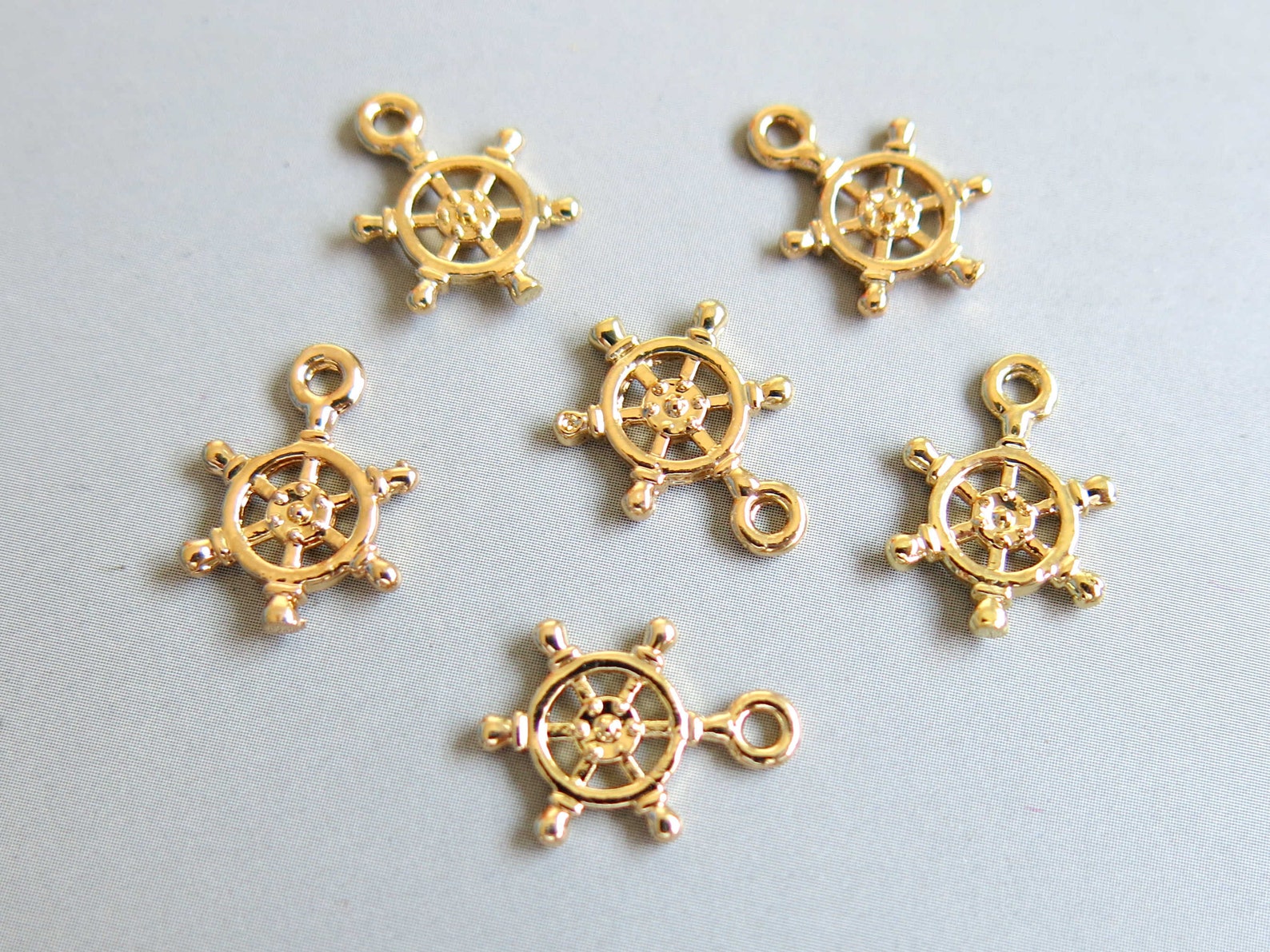 10pcs 18k Shiny Gold Plated Brass Round Ring Charms Jewelry - Etsy